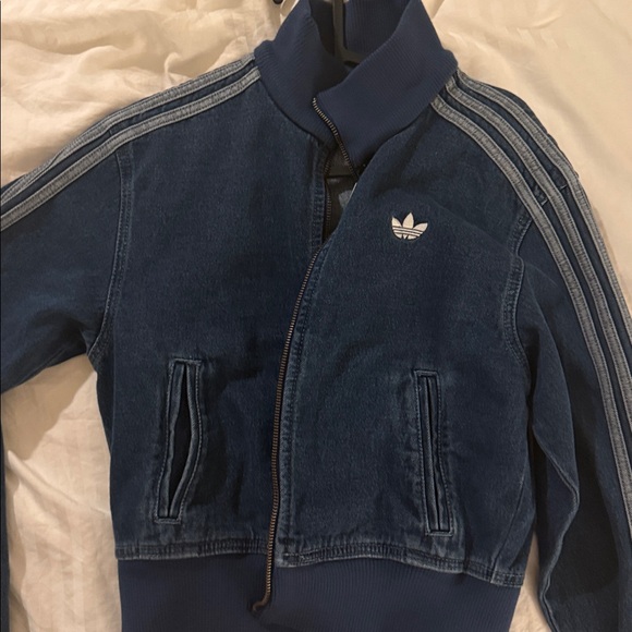 adidas | Jackets & Coats | Adidas Indigo Denim Jacket With Stripes ...